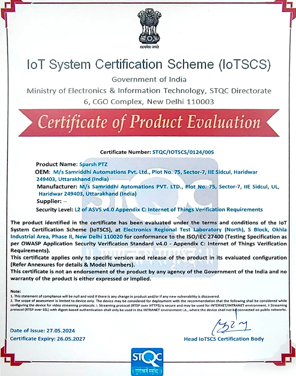 Sparsh CCTV Leads the Industry to Attain CyberSecurity Certification ...