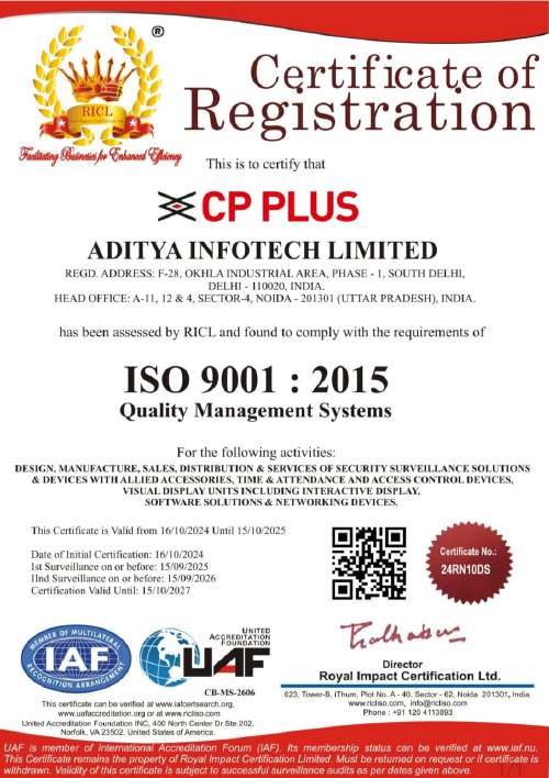 CP PLUS Achieves ISO Quality Management Systems Certification ISO 9001: ...